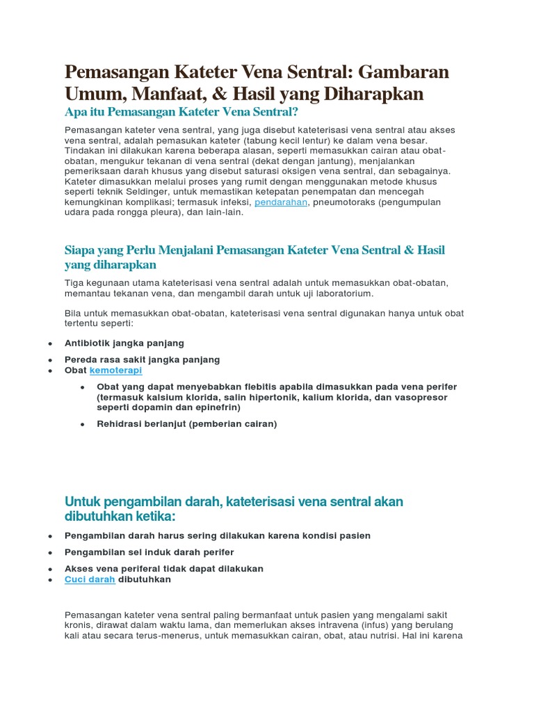 Pemasangan Kateter Vena Sentral | PDF | Sains & Matematika
