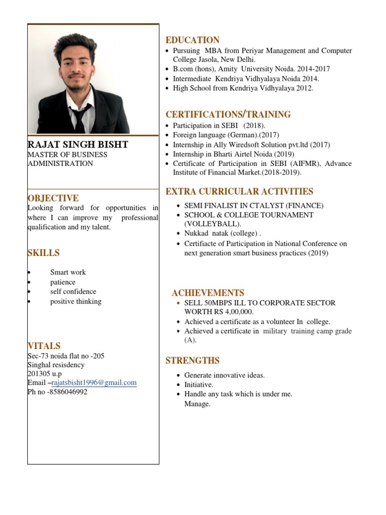 RJT BISHT (Resume) | PDF | Career & Growth | Business