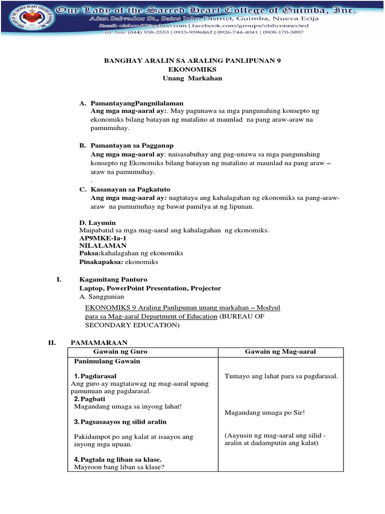 Lesson Plan Economics 02 | PDF