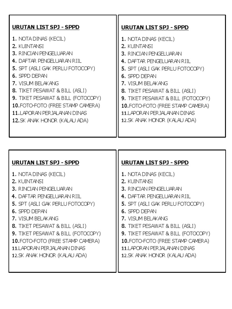 Urutan SPJ dan SPPD Perjalanan Dinas | PDF