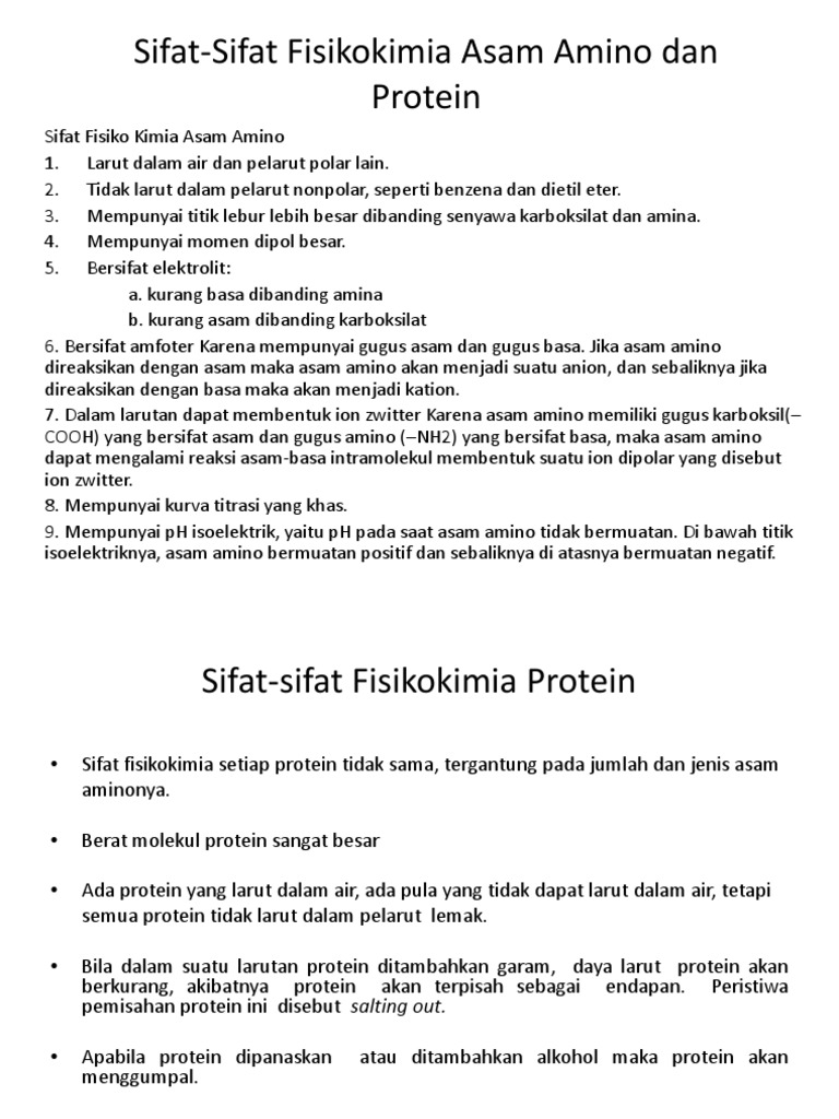 Sifat-Sifat Fisikokimia Asam Amino Dan Protein | PDF | Sains & Matematika
