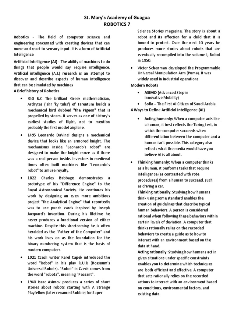 Robotics Lecture g7 PDF | PDF | Robot | Robotics Robotics Lecture g7 PDF | PDF | Robot | Robotics