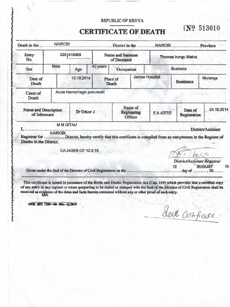 Death Certificate Sample | PDF