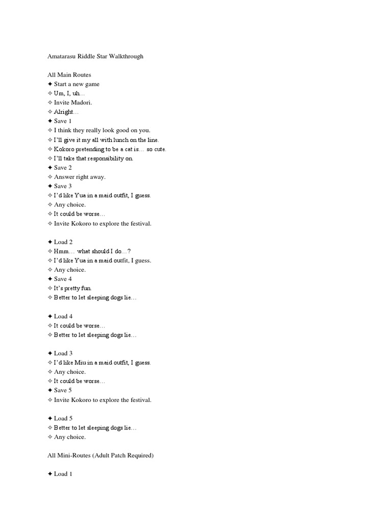 Amatarasu Riddle Star Walkthrough | PDF