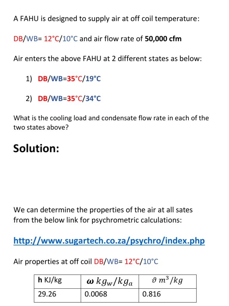 FAHU Cooling Load and Condensate Rates | PDF