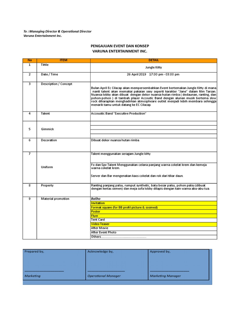 Form Pengajuan Event April 2019 | Business