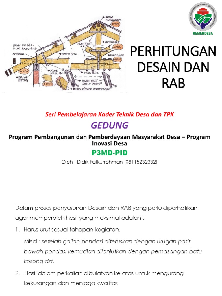 Materi Perhitungan Desain Dan Rab - Gedung | PDF