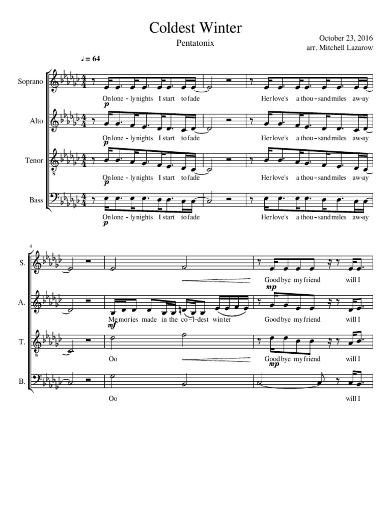 Coldest Winter - Pentatonix | PDF