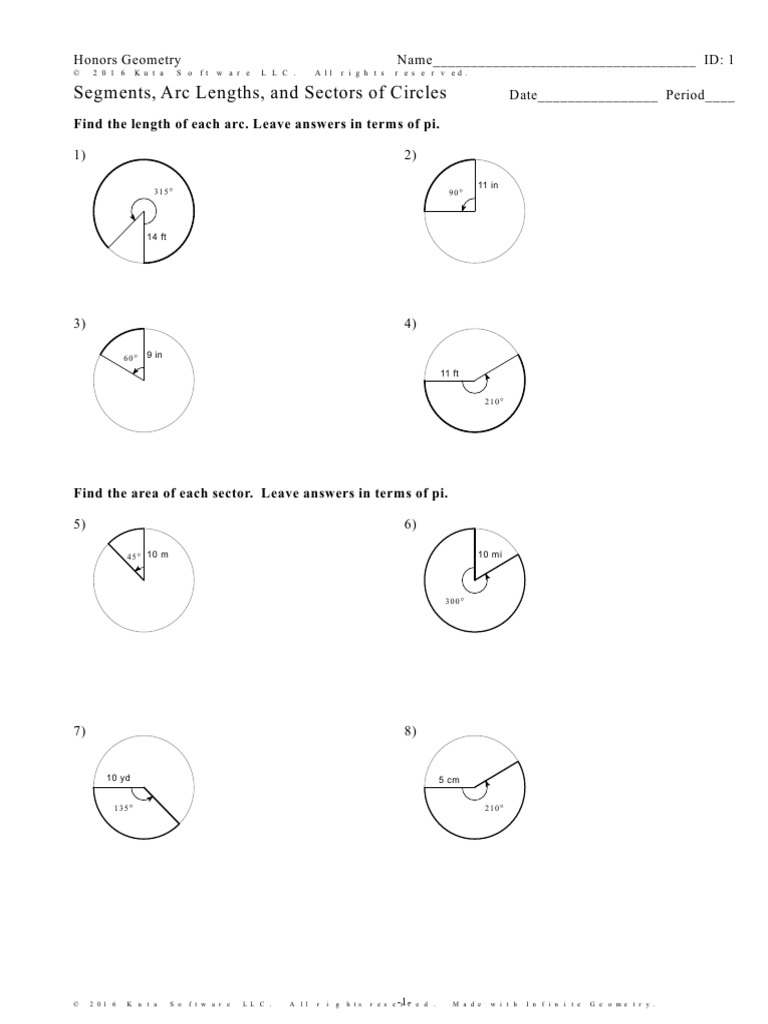 12 2 16 Segments Arc Lengths and Sectors of Circles P0izj8 | PDF ...