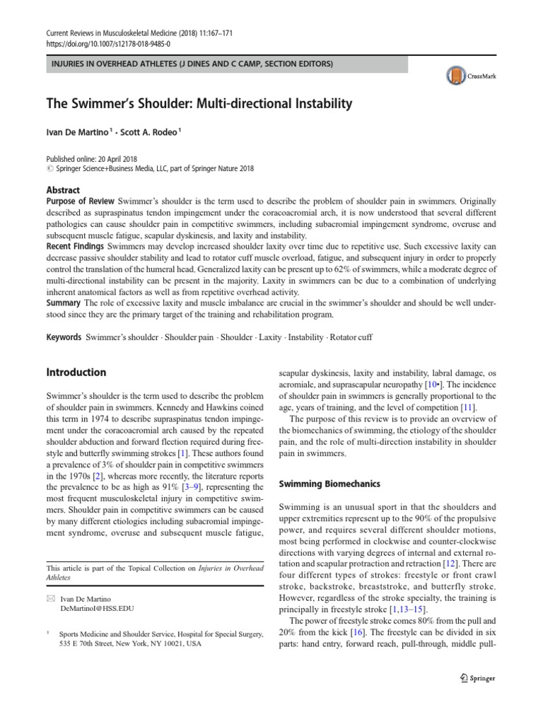 The Swimmer's Shoulder Multi-Directional Instability | PDF | Shoulder ...