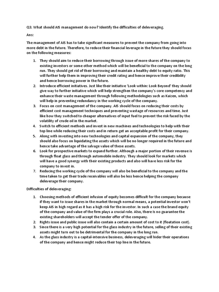 Asahi Case Solution | PDF | Leverage (Finance) | Market (Economics)