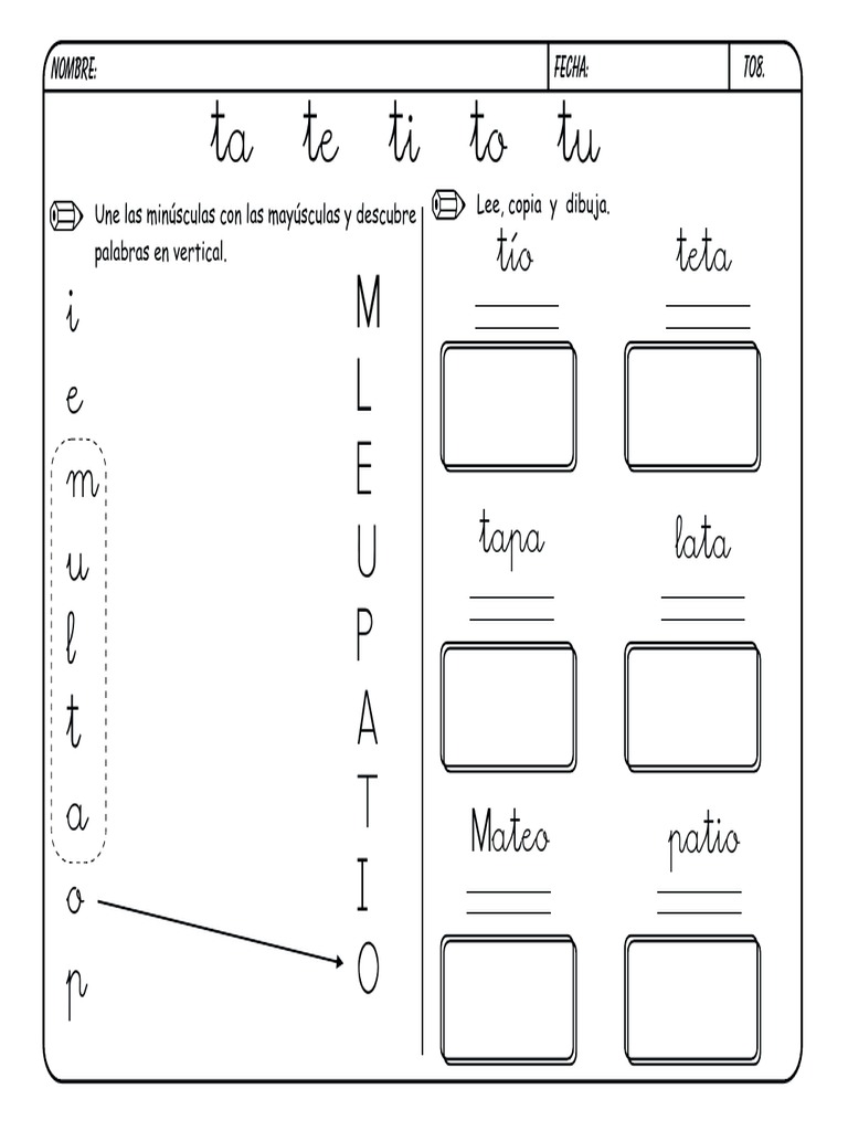 Letra T Ejercicios | PDF | Texto | Tipografía