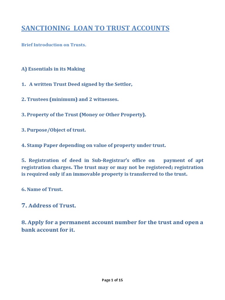 Trust Check List | Trust Law | Trustee