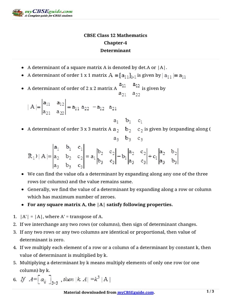 DETERMINANT | PDF | Determinant | Matrix (Mathematics)