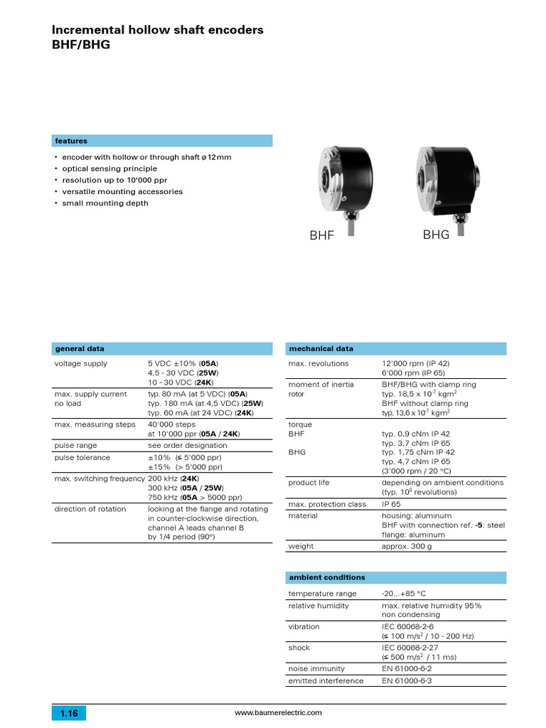 Baumer BHF ENCODER | PDF | Electrical Components | Manufactured Goods