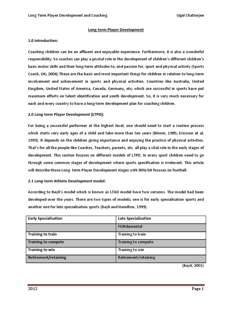 Long Term Player Dev LTPD PDF | PDF | Motivation | Motivational