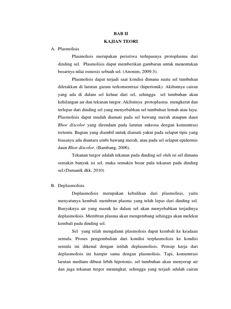 Bab 2 Plasmolisis Fix Poll | PDF