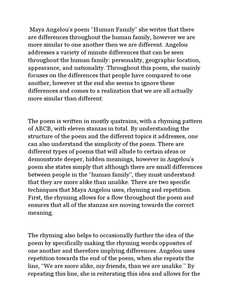 Human Family | PDF | Maya Angelou | Idea