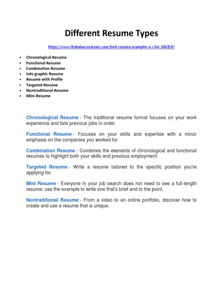 Different Resume Types | PDF | Résumé | Infographics