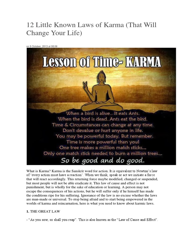 12 Little Known Laws of Karma | PDF | Karma | Action (Philosophy)
