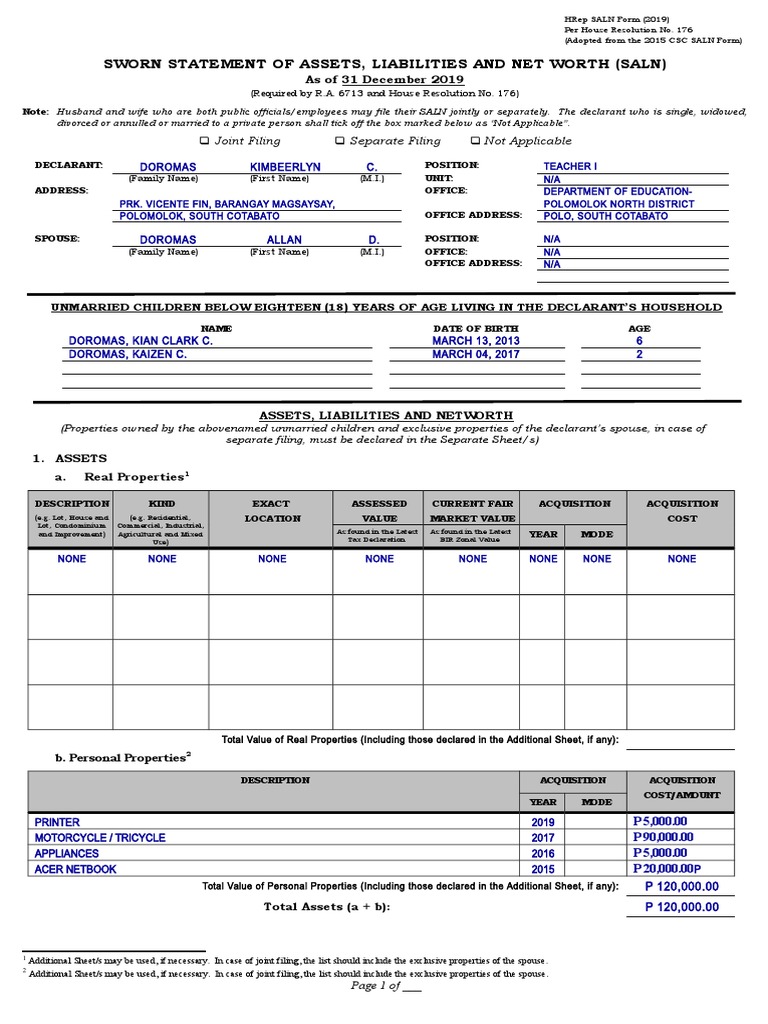 Saln 2020 | PDF | Mergers And Acquisitions | Identity Document