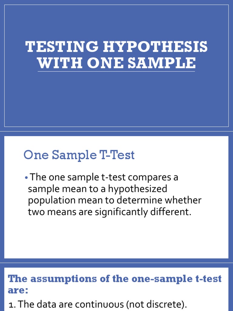 Testing Hypothesis With One Sample | PDF | Student's T Test | Hypothesis
