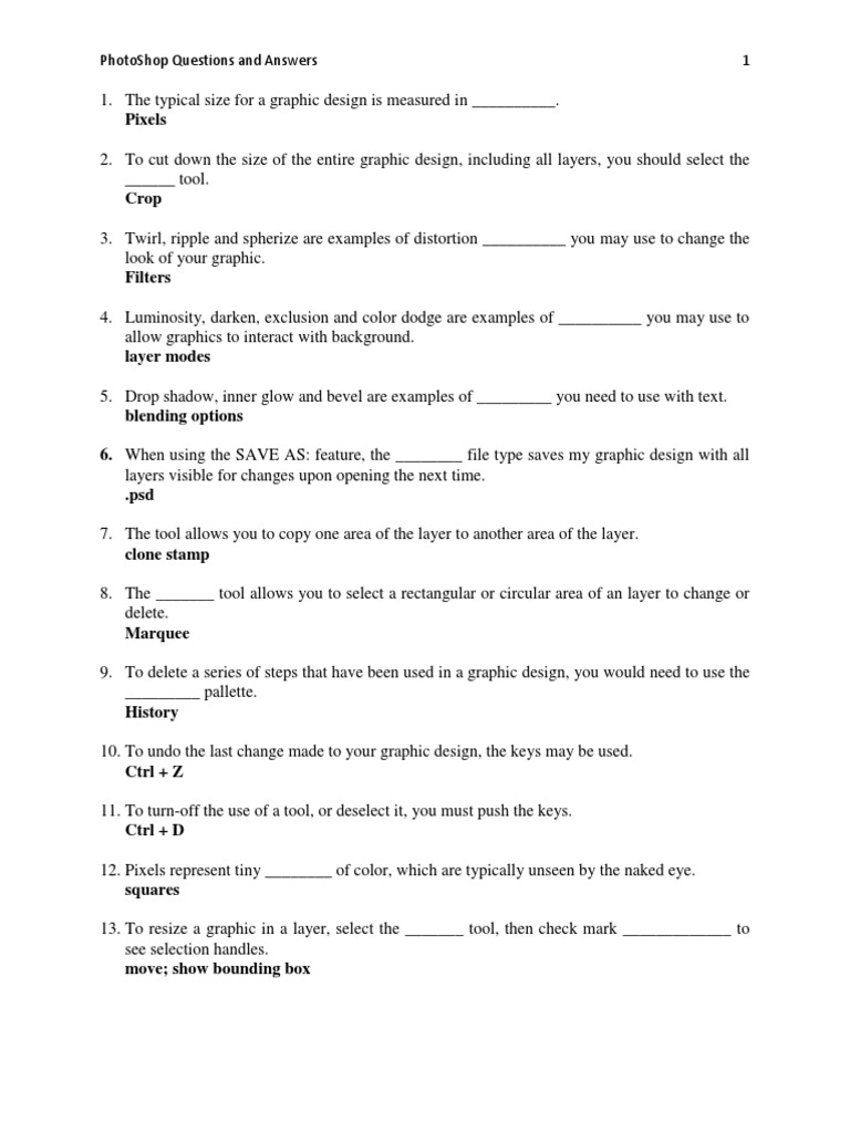 Photoshop Exam Questions & Answers Guide | PDF | Adobe Photoshop | Imaging