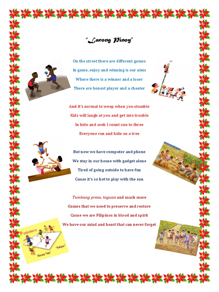 Larong Pinoy Poem | PDF