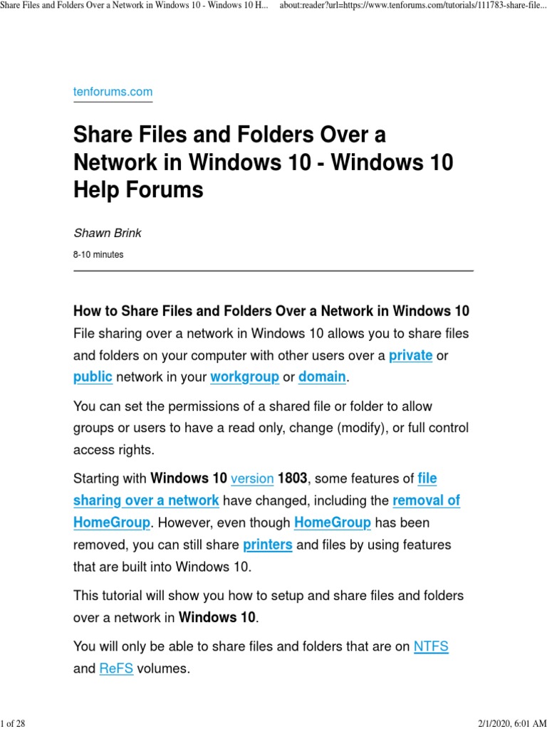 Share Files and Folders Over A Network in Windows 10 PDF | PDF ...