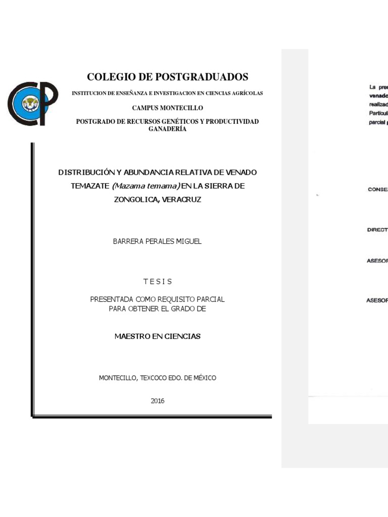 DISTRIBUCIÓN Y ABUNDANCIA RELATIVA DE VENADO TEMAZATE (Mazama Temama ...