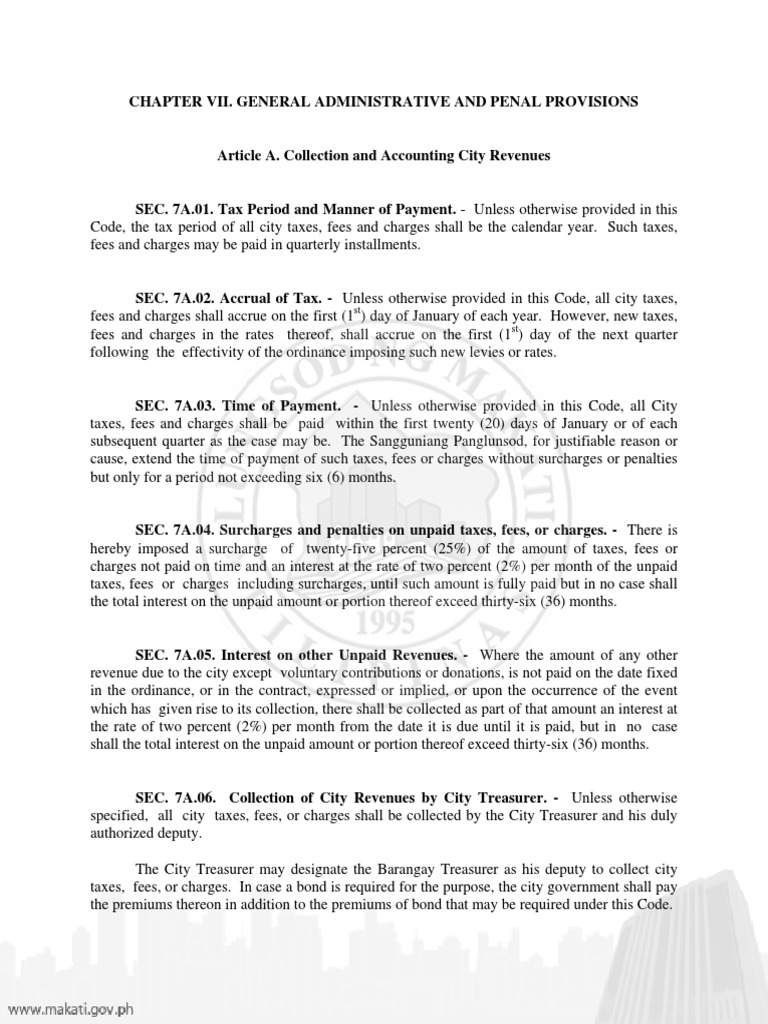 Makati Revenue Code | PDF | Fee | Taxpayer