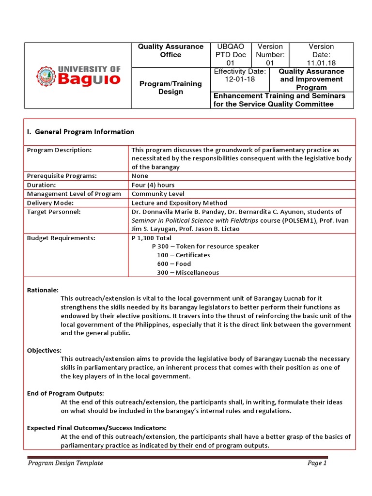 Program Design Outreach 1 | PDF | Cognition | Business