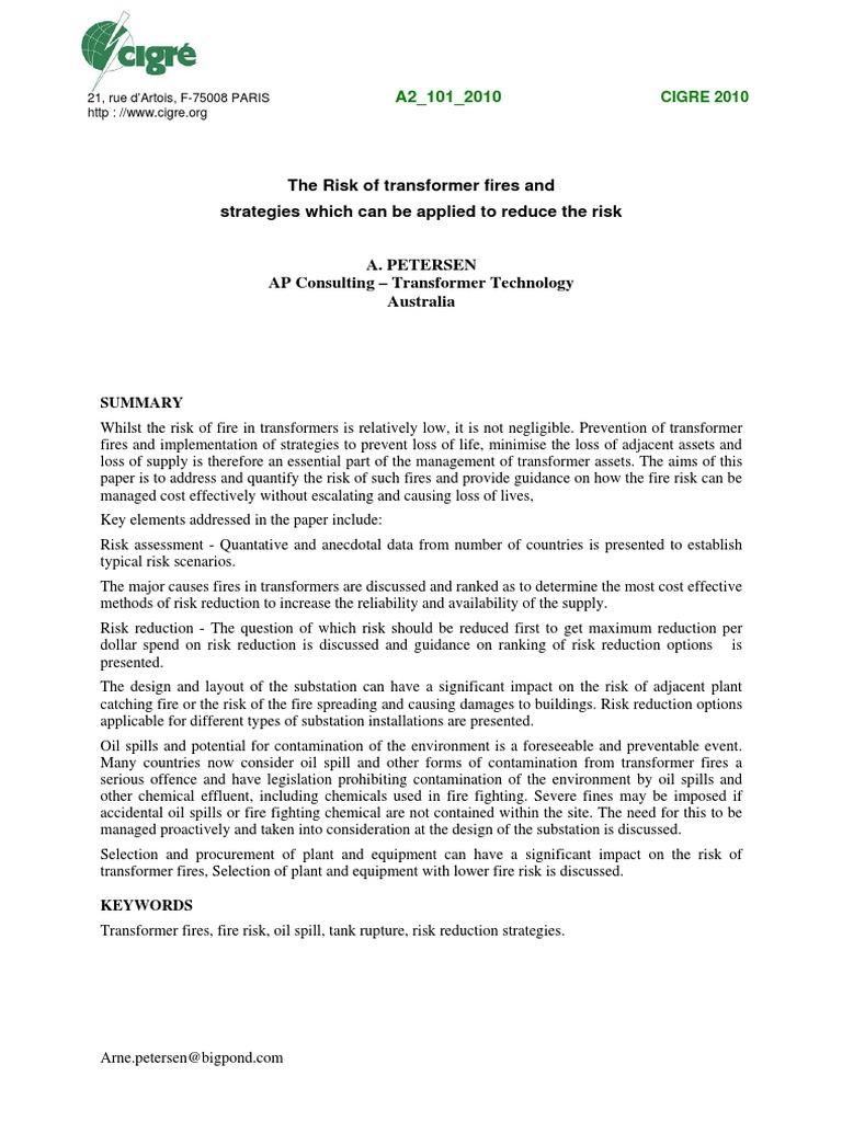 CIGRE, Cable Box Type Transformer | PDF | Transformer | Electrical ...
