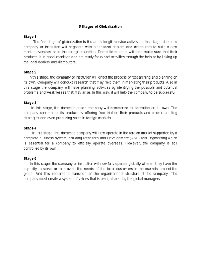 Five Stages of Globalization Explained | PDF | Business