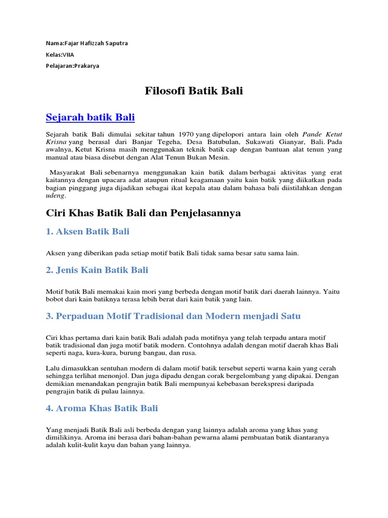 Filosofi Batik Bali | PDF