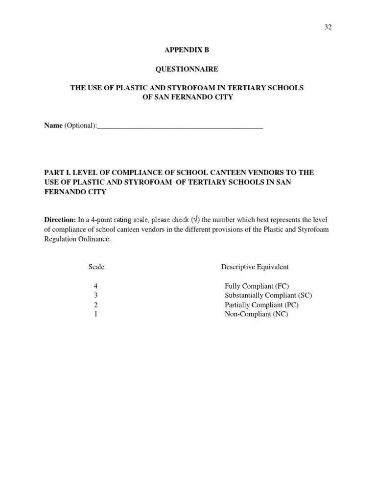 QUESTIONNAIRE | PDF | Polystyrene | Plastic