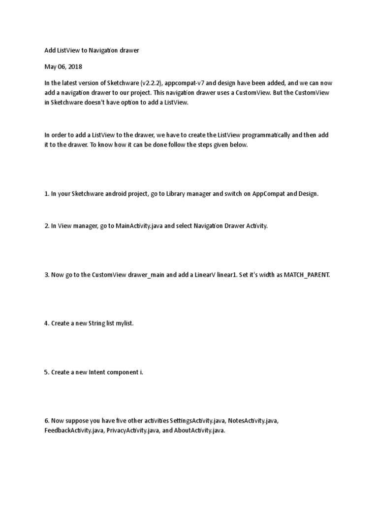 Add Listview To Wps Office Sketchware Pdf Java Programming Language Computing