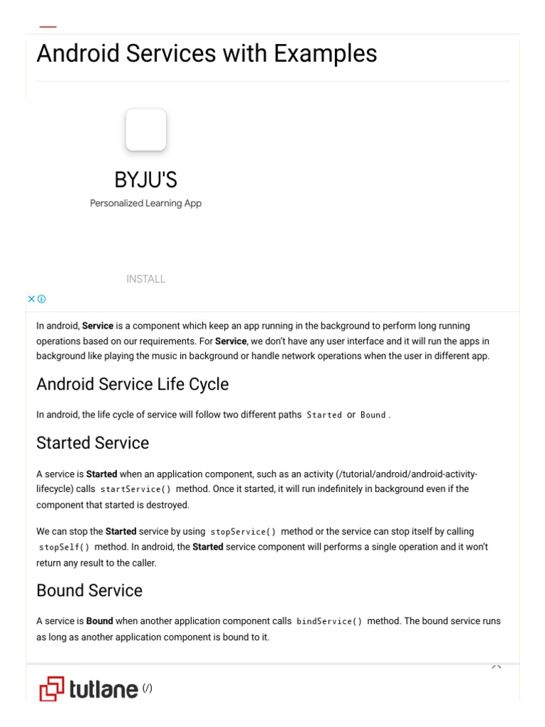 Android Services With Examples - Tutlane PDF | PDF | Android (Operating ...