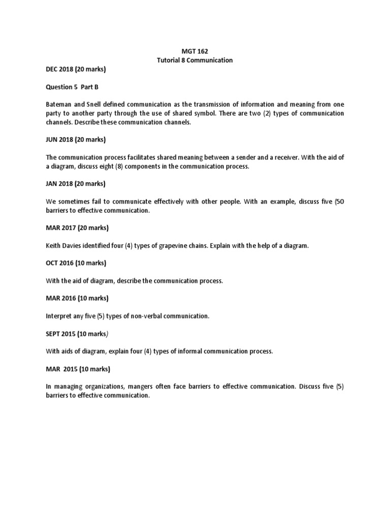 Communication Channels in MGT 162 | PDF