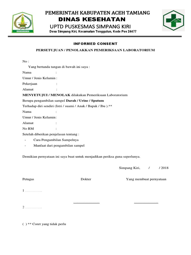Informed Consent Laboratorium | PDF