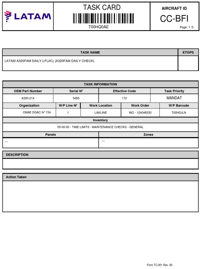Routine Task Card | PDF | Tire | Brake