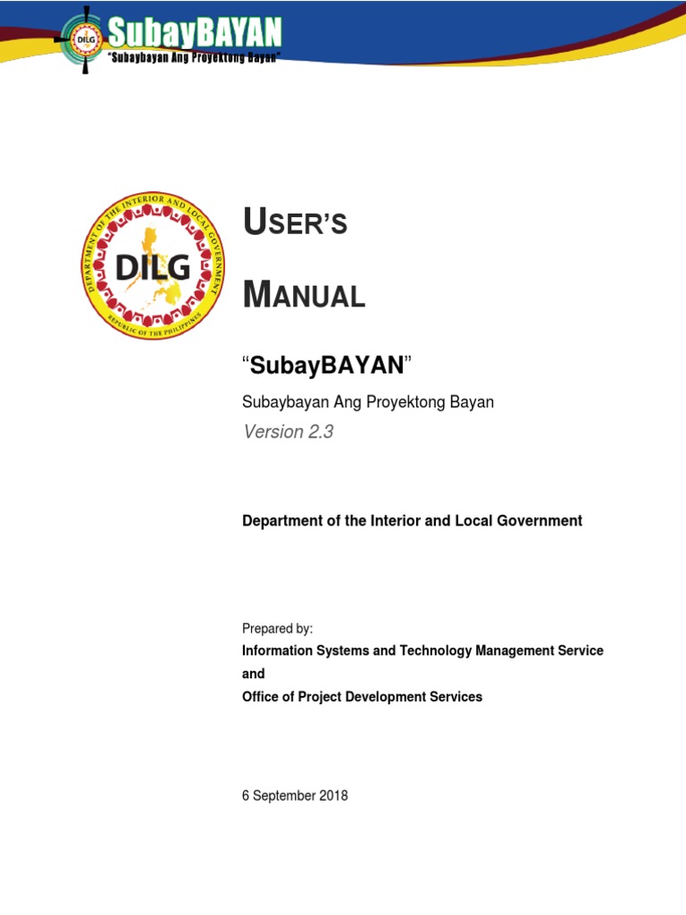 SUBAYBAYAN All Users Manual v2.3 | PDF | Websites | Menu (Computing)