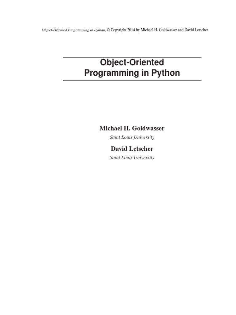 Oo Programming in Python PDF | Download Free PDF | Object Oriented Programming | Programming ...