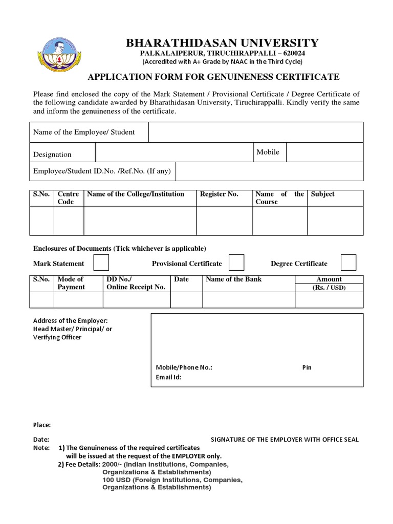Bdu Genuineness Certificate | PDF | Academic Degree | Business