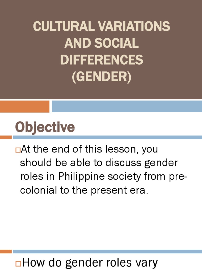 Cultural Variations and Social Differences (Gender) | PDF | Gender Role ...