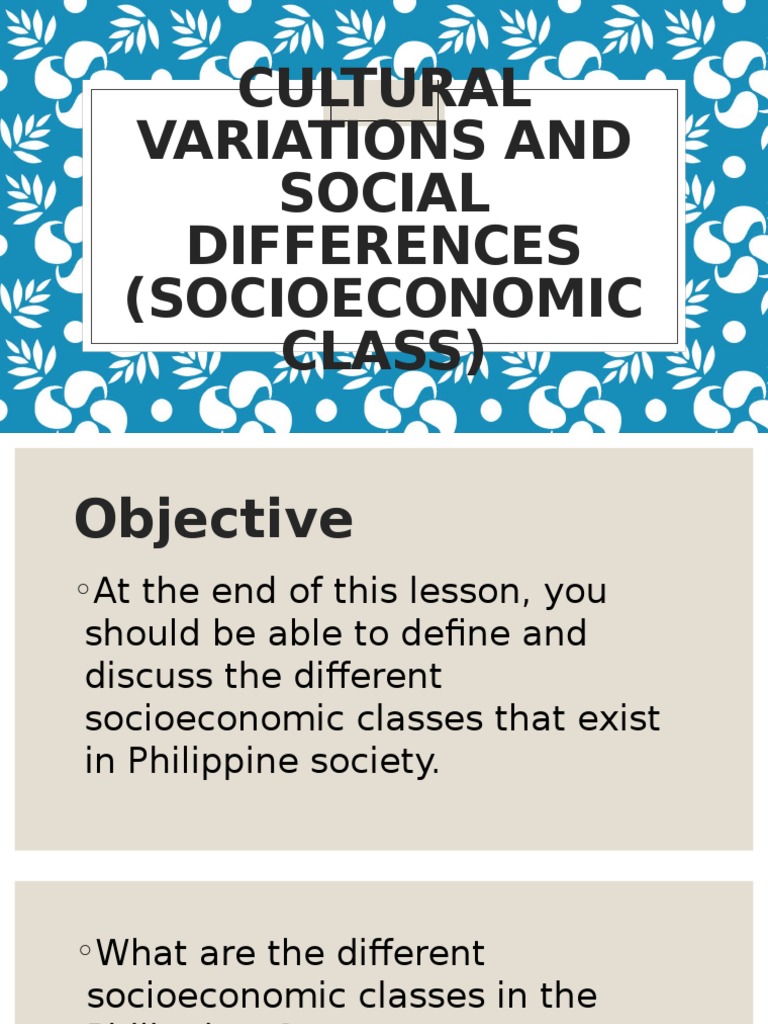 Cultural Variations and Social Differences (Socioeconomic Class) | PDF ...