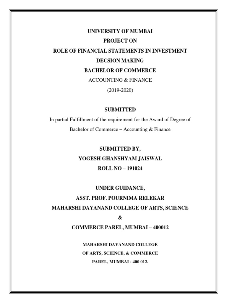 Financial Statements in Investment Decisions | PDF | Investment Fund ...