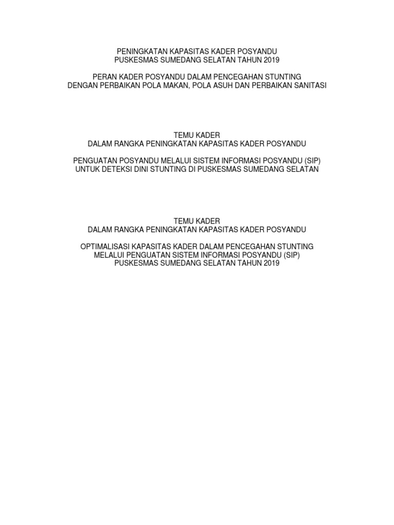 Judul Spanduk Refreshing Kader | PDF