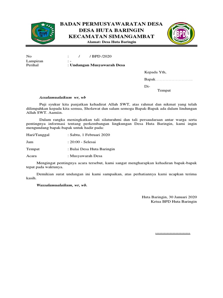 Undangan Musdes | PDF