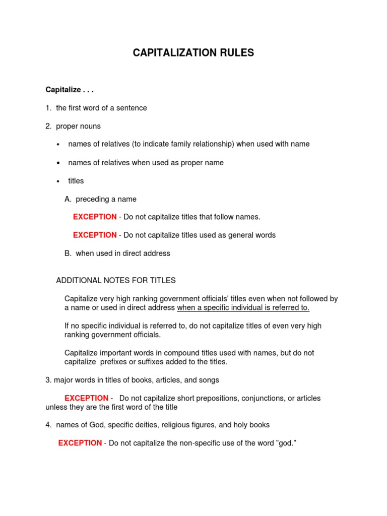 Capitalization Rules | PDF | Word | Language Families